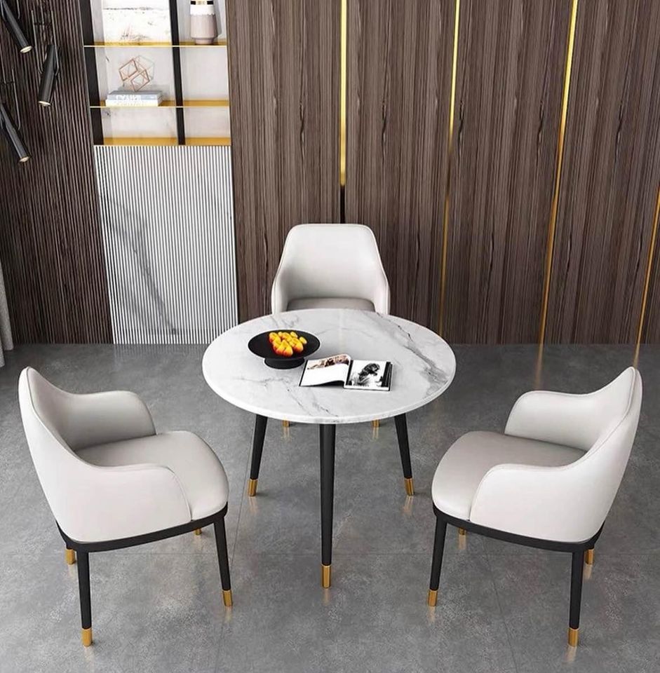 Modern Dining/Breakfast Table Round Sintered Stone Top – WAYSAVING